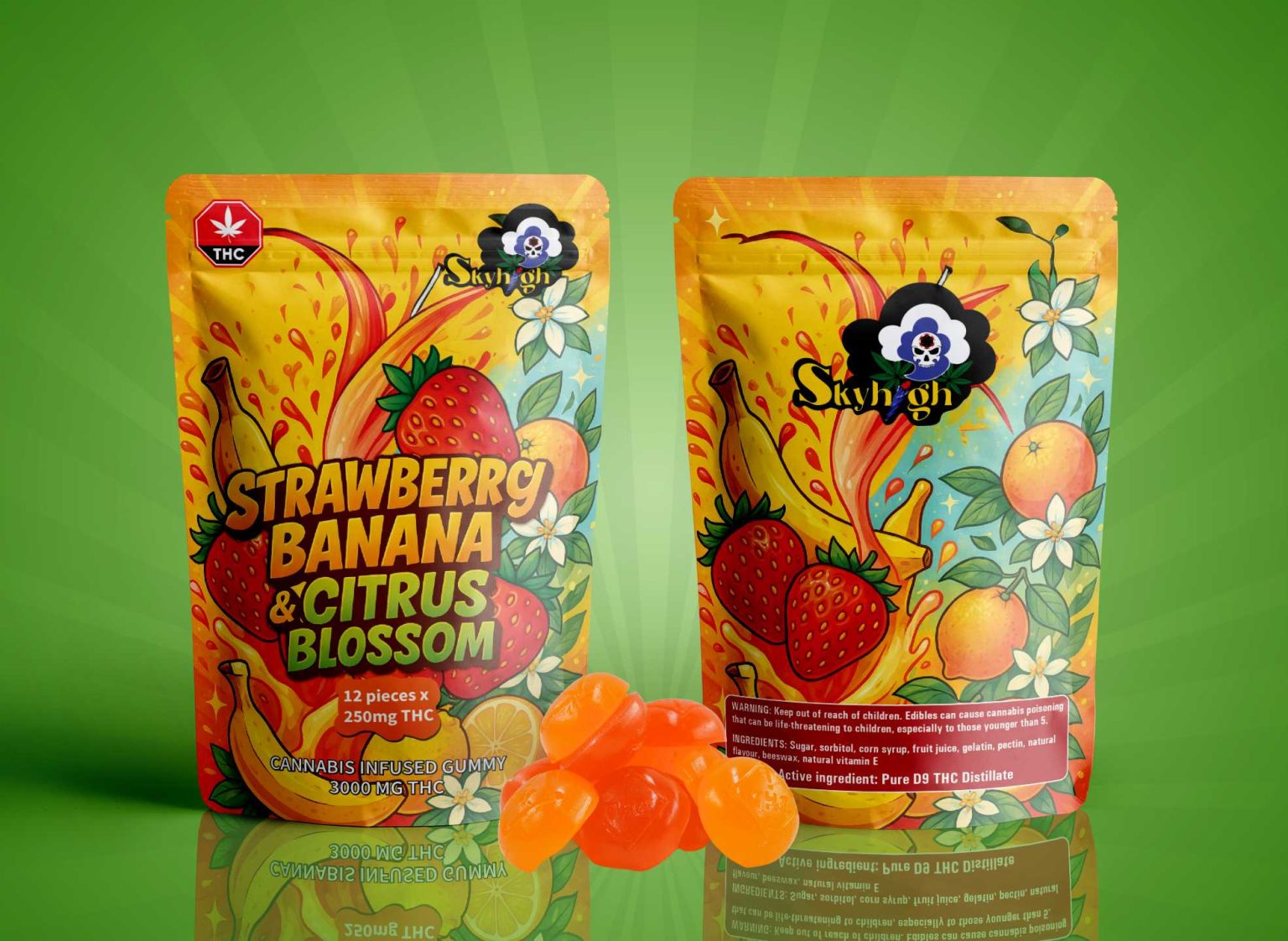 Sky High Edibles – Strawberry Banana + Citrus Blossom Gummy 3000mg THC ...